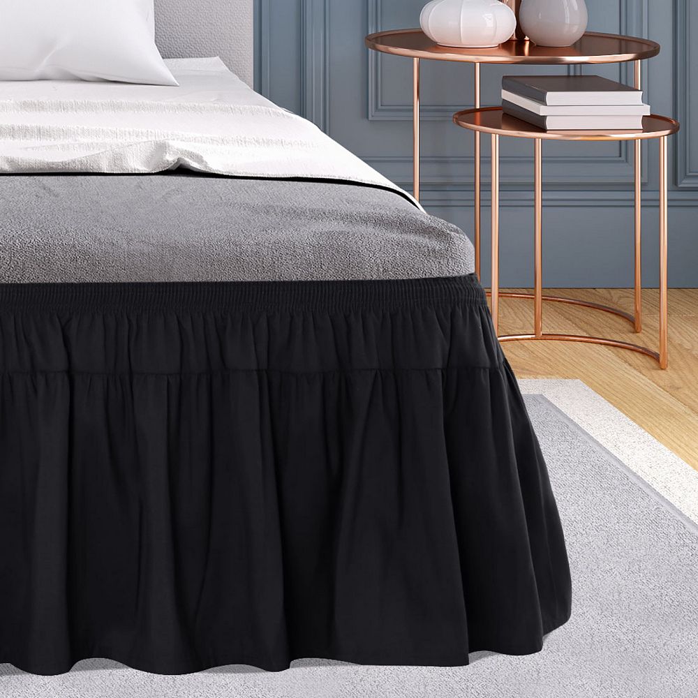 Polyester Brushed Bed Skirt with Elastic Dust Ruffles 16" Drop Queen 60 ...