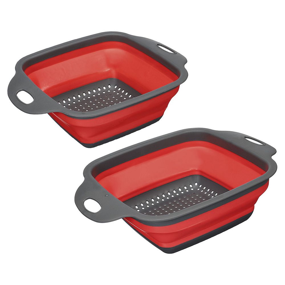 Collapsible Colander Set, 2 Size Silicone Square Foldable Strainer