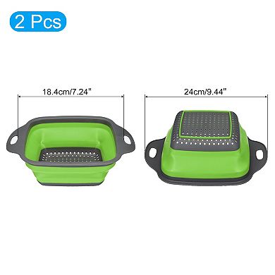 Collapsible Colander Set, 2 Pcs Silicone Square Foldable Strainer, Small