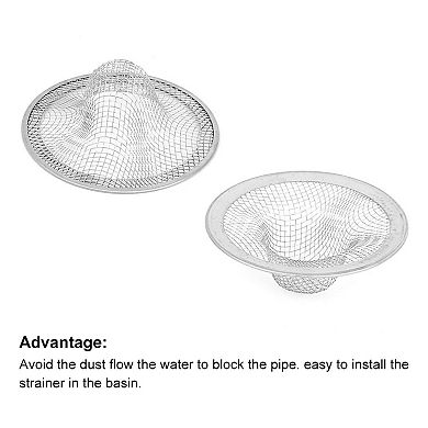Home Kitchen Bathroom Mesh Hole Basin Sink Drain Strainer 2pcs Silver Tone