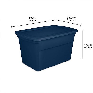 Sterilite Classic Lidded Stackable 30 Gal Storage Tote Container, Blue ...
