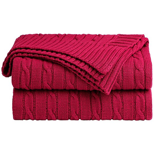 100% Cotton Blanket Soft Cable Knit Throw Bed Decoration Bedding ...