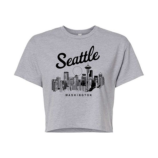 Juniors' Seattle Cropped Graphic Tee