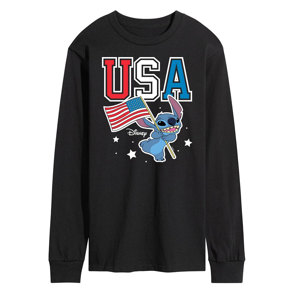 Disney's Lilo and Stitch Men's USA Stitch Long Sleeve Graphic Tee