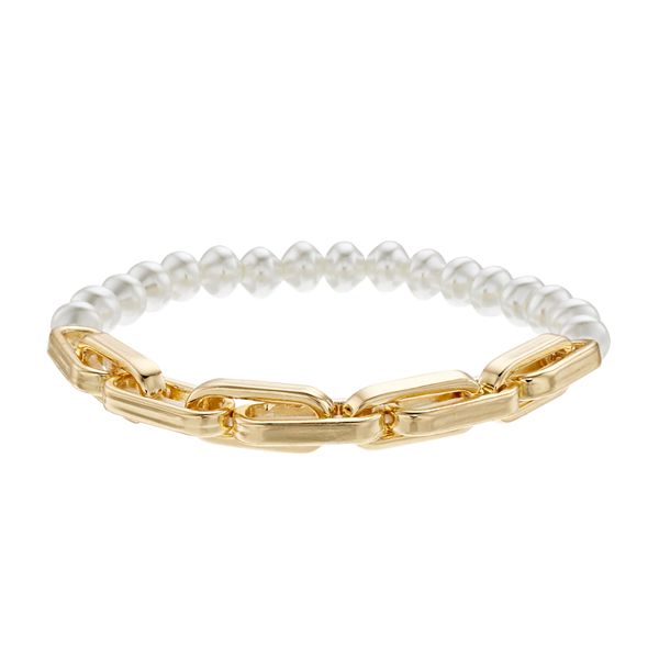 Pannee by Panacea Airy Simulated Pearl & Link Stretch Bracelet