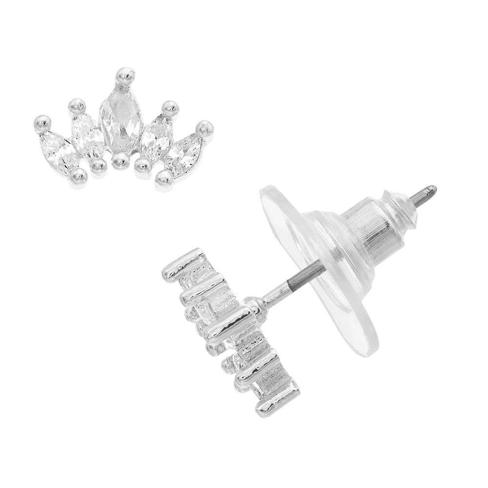 Pannee By Panacea Crystal Accent Mini Leaf Stud Earrings