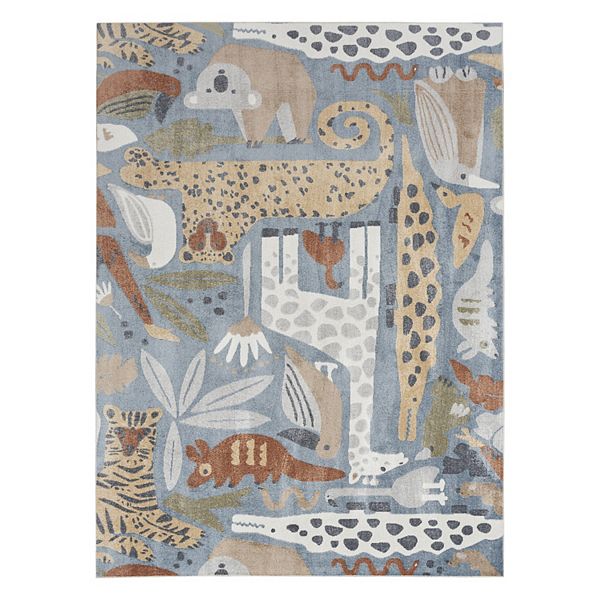 Nourison Astra Safari Animals Kids Washable Indoor Rug