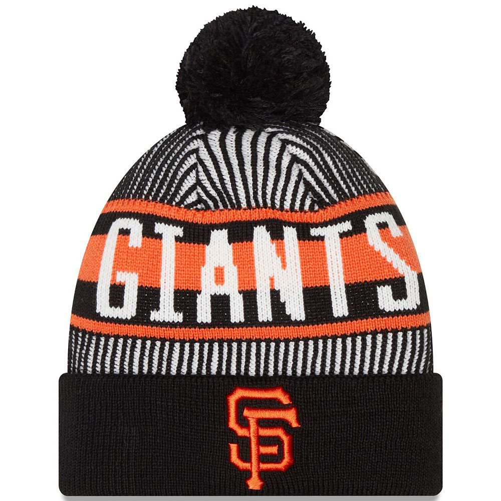 Men's Fanatics Branded Black San Francisco Giants Striped Cuffed Knit Hat with Pom