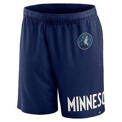 Men's Fanatics Branded Navy Minnesota Timberwolves Free Throw Mesh Shorts