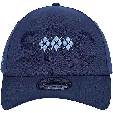 Men's New Era Navy Sporting Kansas City Kick Off 39THIRTY Flex Hat