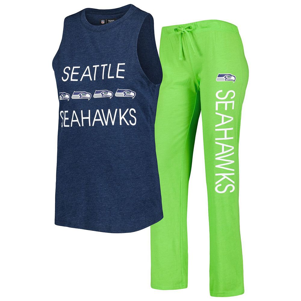 Women's Concepts Sport Neon Green/College Navy Seattle Seahawks Muscle ...