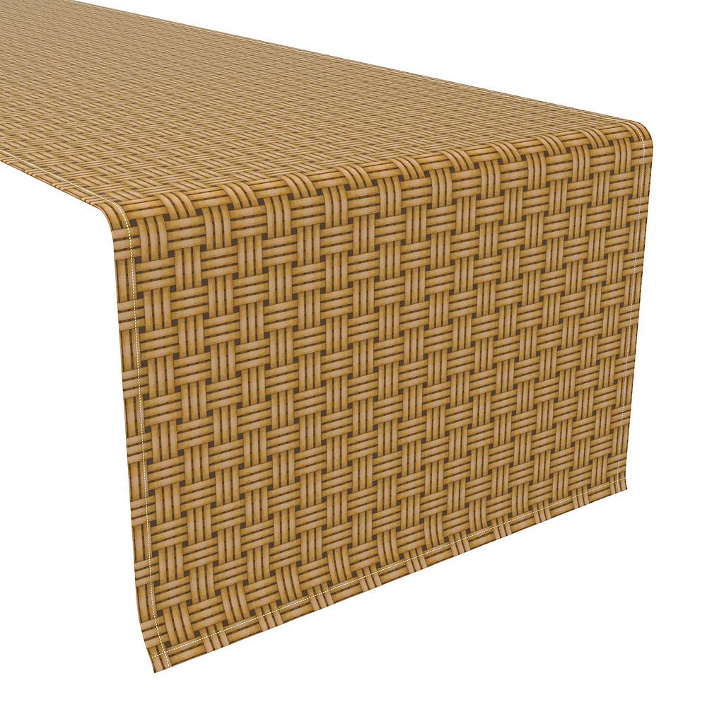 Table Runner, 100% Polyester, 12x72", Wicker Reed Fence