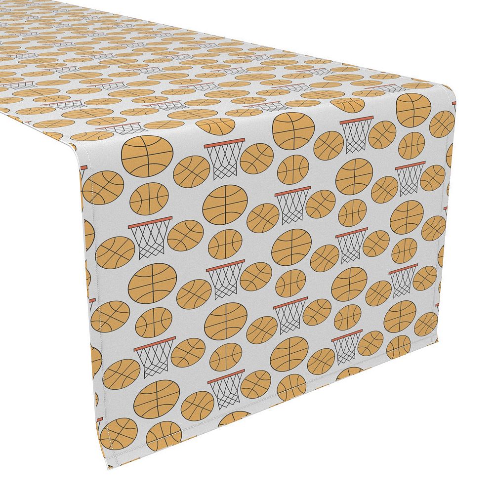 Table Runner, 100% Cotton, 16x108", Basketball & Hoops