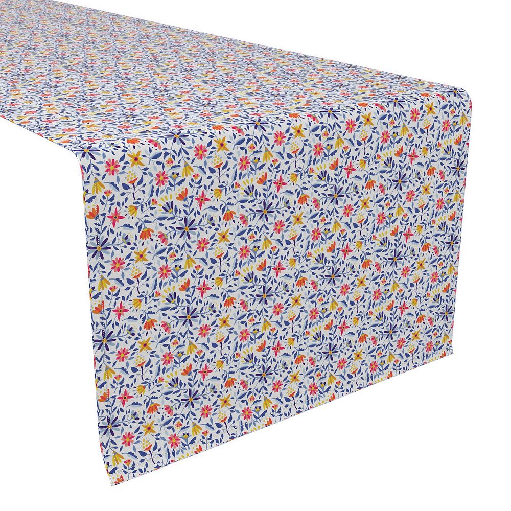 Table Runner, 100% Cotton, 16x72", Retro Garden