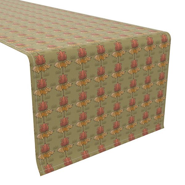 Table Runner, 100% Cotton, 16x108", Floral 132