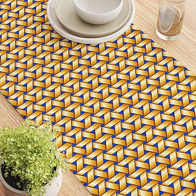 Table Runner, 100% Polyester, 12x72", Handmade Straw Wicker