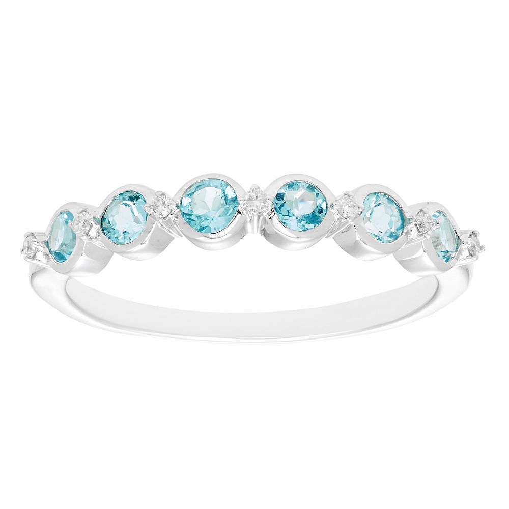 Boston Bay Diamonds Sterling Silver 1/10 Carat T.W. Diamond & Blue ...