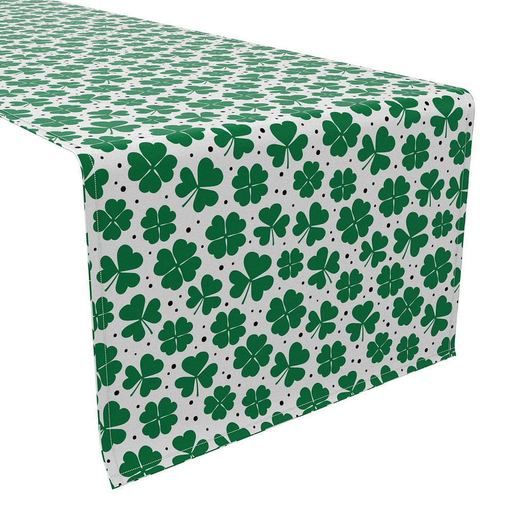 Table Runner, 100% Cotton, 16x90", St. Patrick's Day Shamrock Decoration