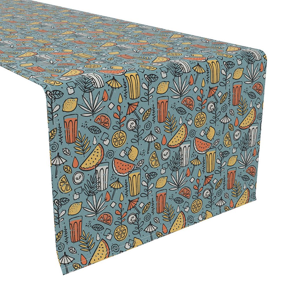 Table Runner, 100% Cotton, 16x72", Colorful Refreshments