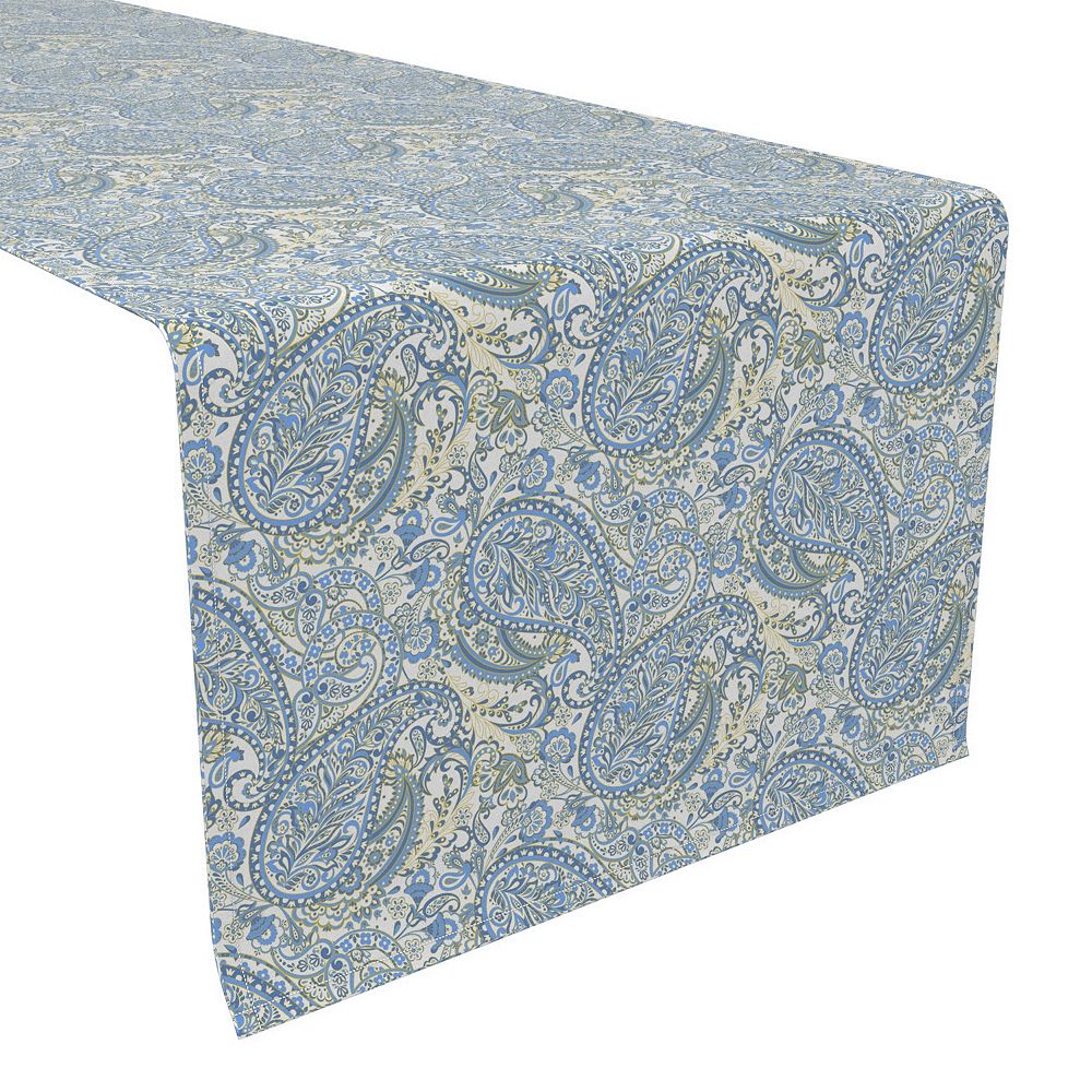 Table Runner, 100% Cotton, 16x72", Blue Paisley