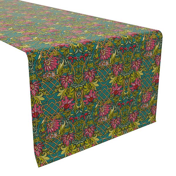 Table Runner, 100% Cotton, 16x90", Floral 32