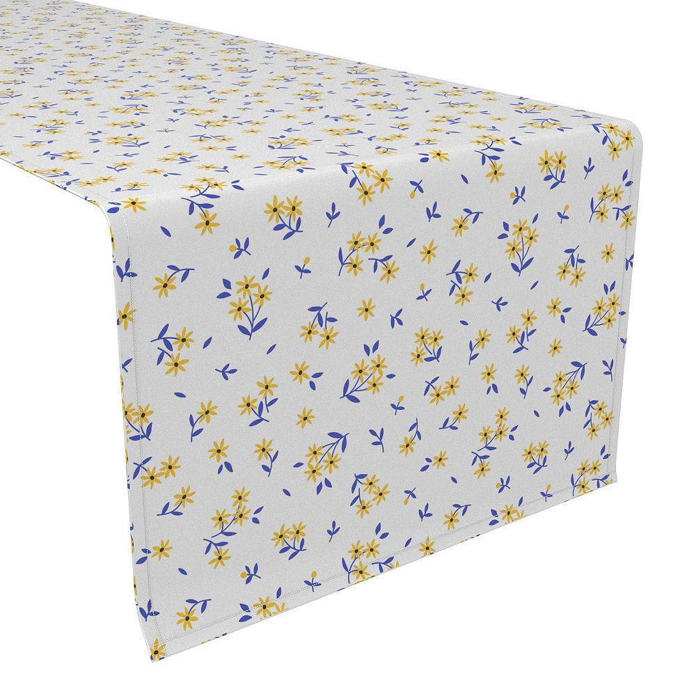 Table Runner, 100% Cotton, 16x90", Daisy Allover Pattern