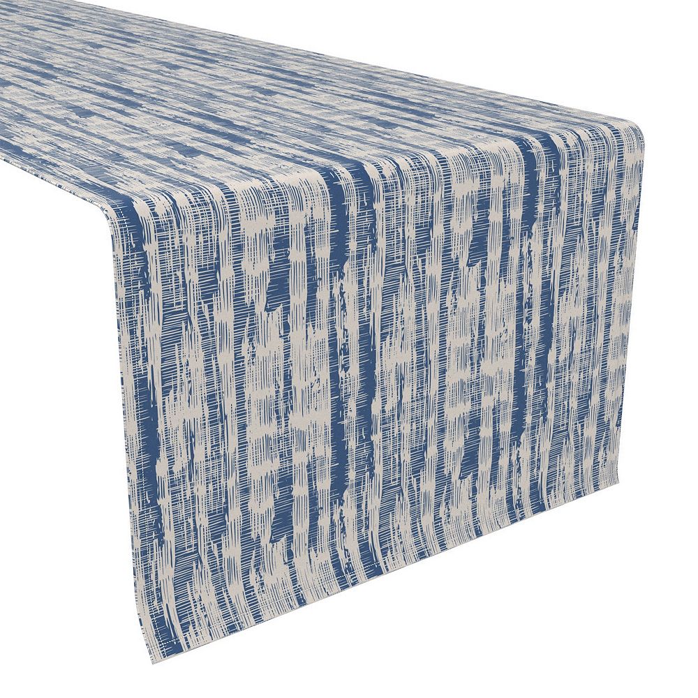 Table Runner, 100% Cotton, 16x72", Blue Batik Stripe
