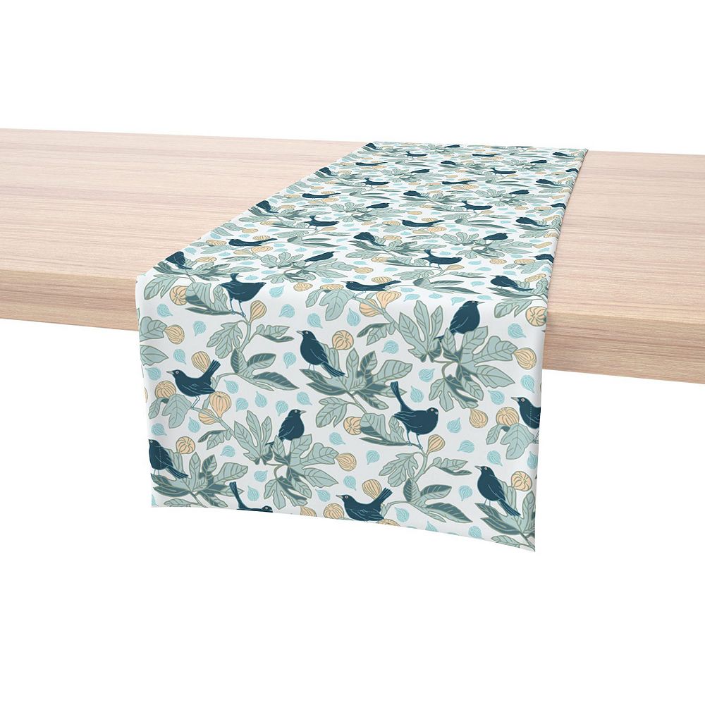 Table Runner, 100% Cotton, 16x108", Fig Trees & Birds