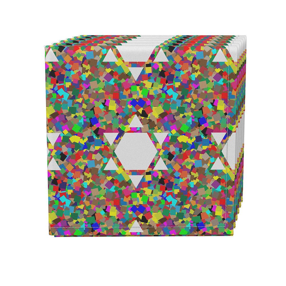 Napkin Set, 100% Polyester, Set of 4, 18x18", Colorful Hexagonal Icon