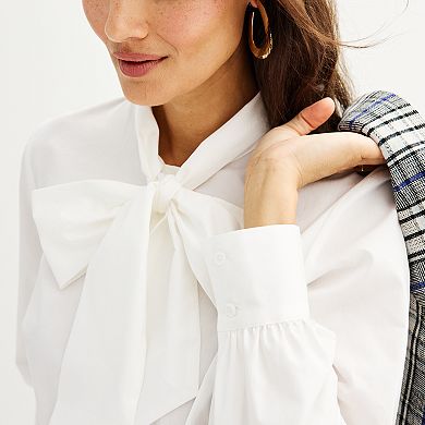 Women's Nine West Bow Neck Button Down Top