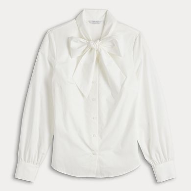 Women's Nine West Bow Neck Button Down Top