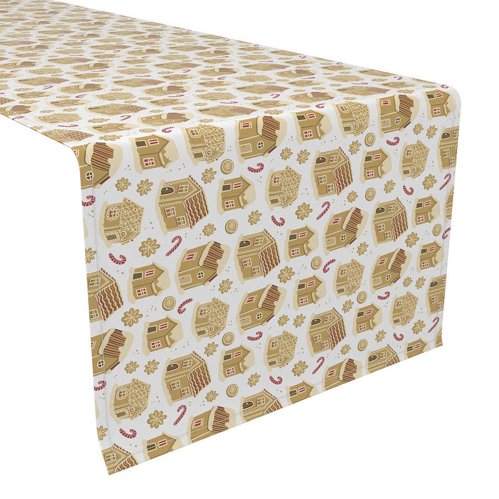 Table Runner, 100% Polyester, 14x108", Gingerbread Cookie Houses