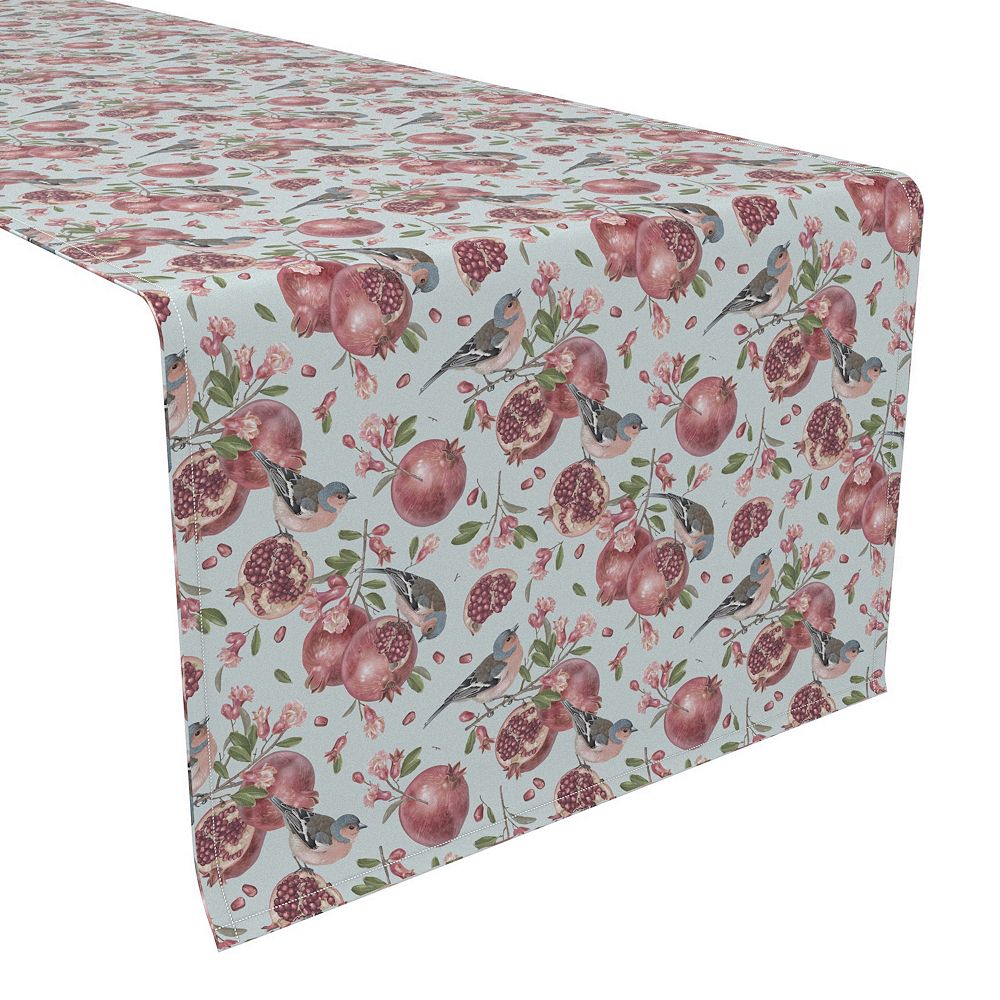 Table Runner, 100% Polyester, 12x72", Pomegranate Trees & Birds