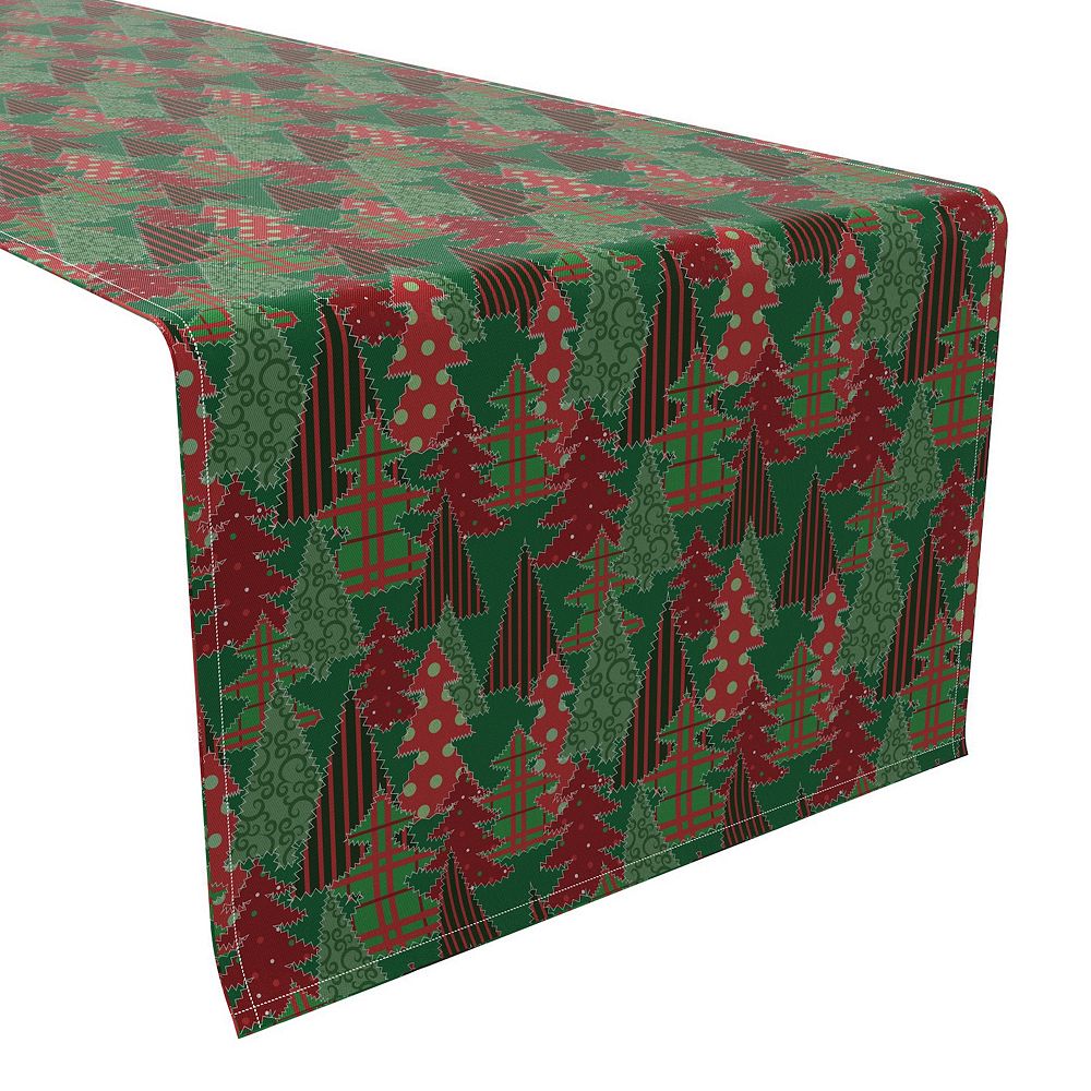 Table Runner, 100% Cotton, 16x90", Christmas tree Patchwork