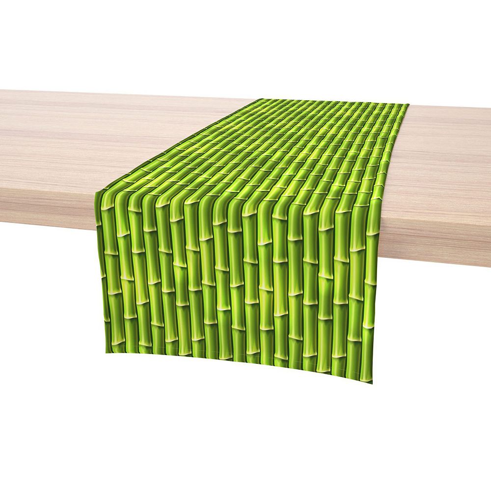 Table Runner, 100% Polyester, 14x108", Green Bam boo Sticks