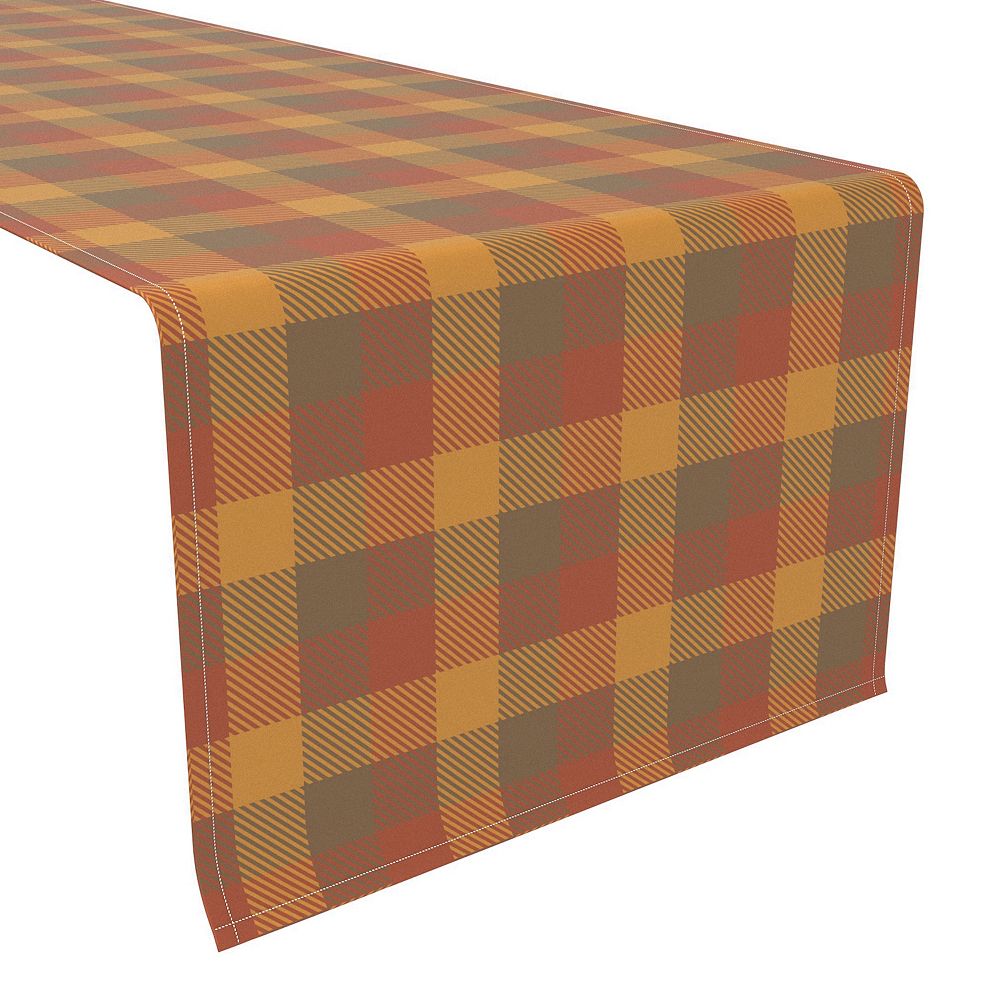 Table Runner, 100% Cotton, 16x108", Vintage Fall Tartan Plaid
