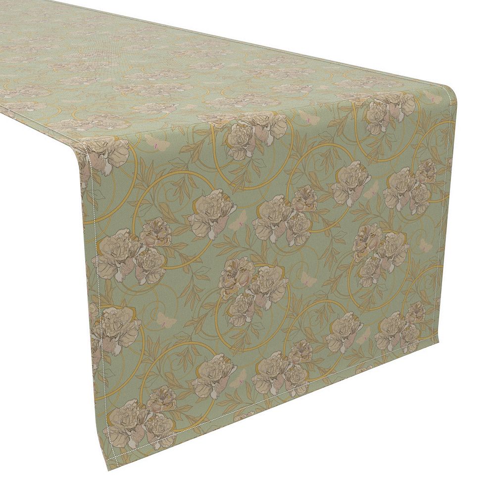 Table Runner, 100% Cotton, 16x90", Floral 136