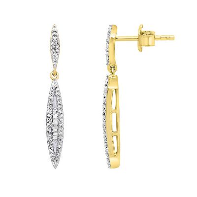 10k Gold 3 8 Carat T.W. Diamond Dangle Earrings