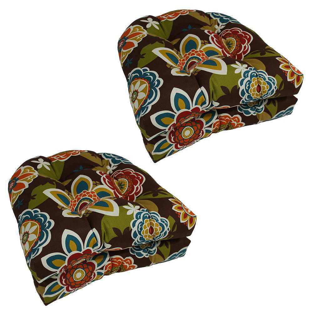 Blazing Needles 19-inch U-Shaped Spun Polyester Outdoor Tufted Dining ...