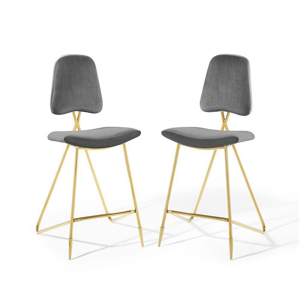 Modway Ponder Bar Stool Performance Velvet Set of 2