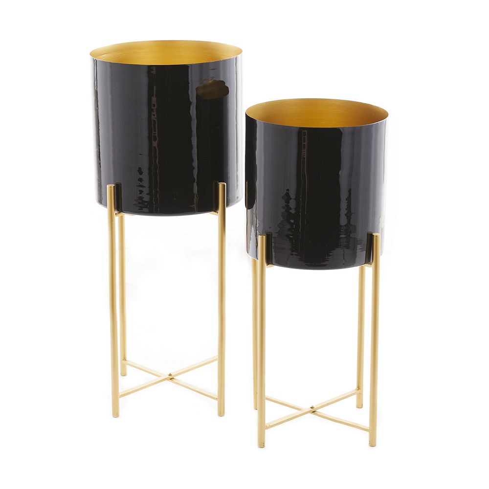 CosmoLiving by Cosmopolitan Cylinder Planter Floor Decor 2-piece Set