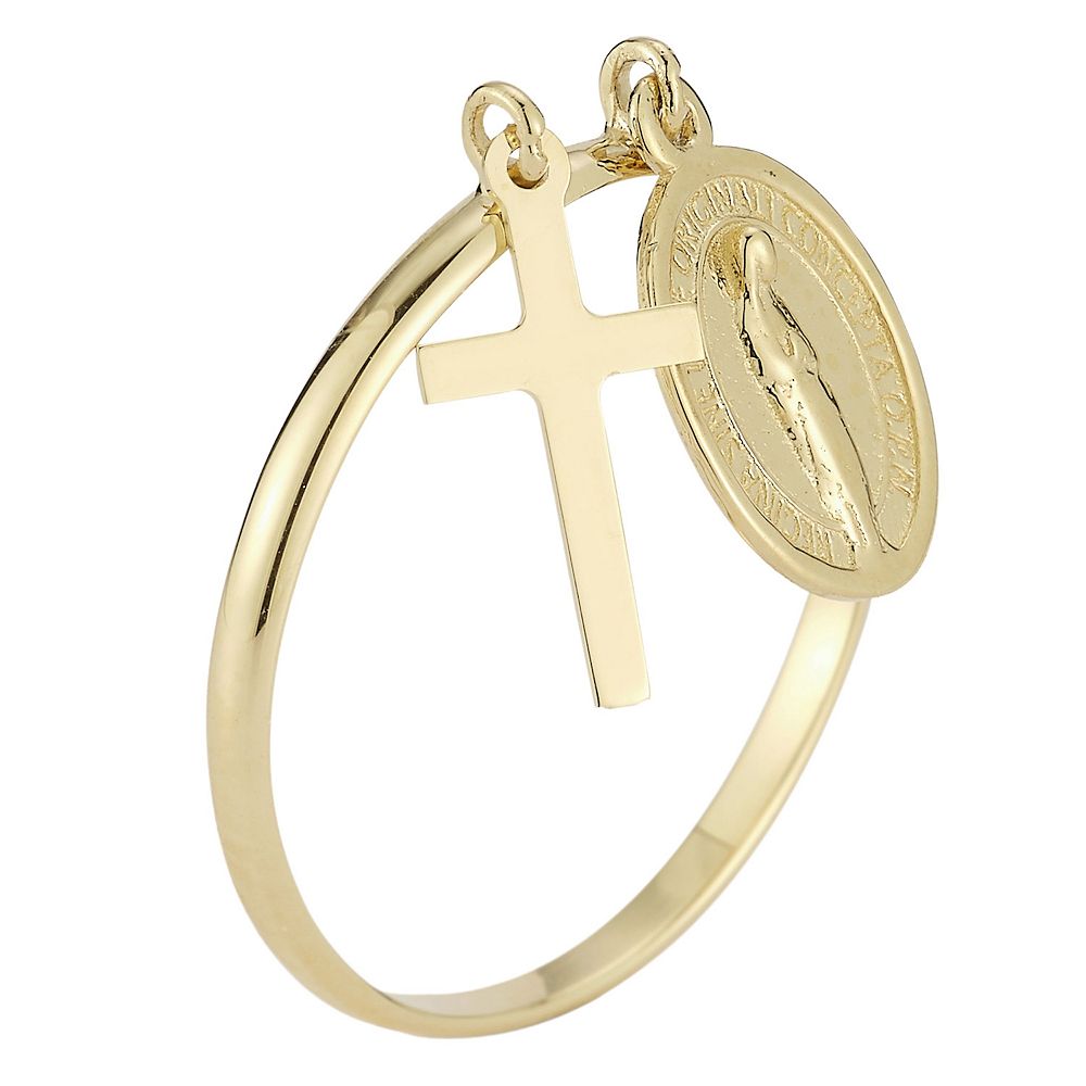 LUMINOR GOLD 14k Gold Cross Charm Ring