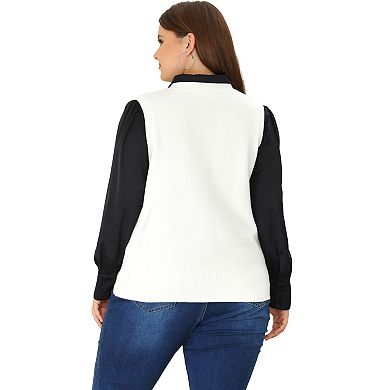 Plus Size Cable Knit Sweater Vest for Women Button Sleeveless Pocket ...