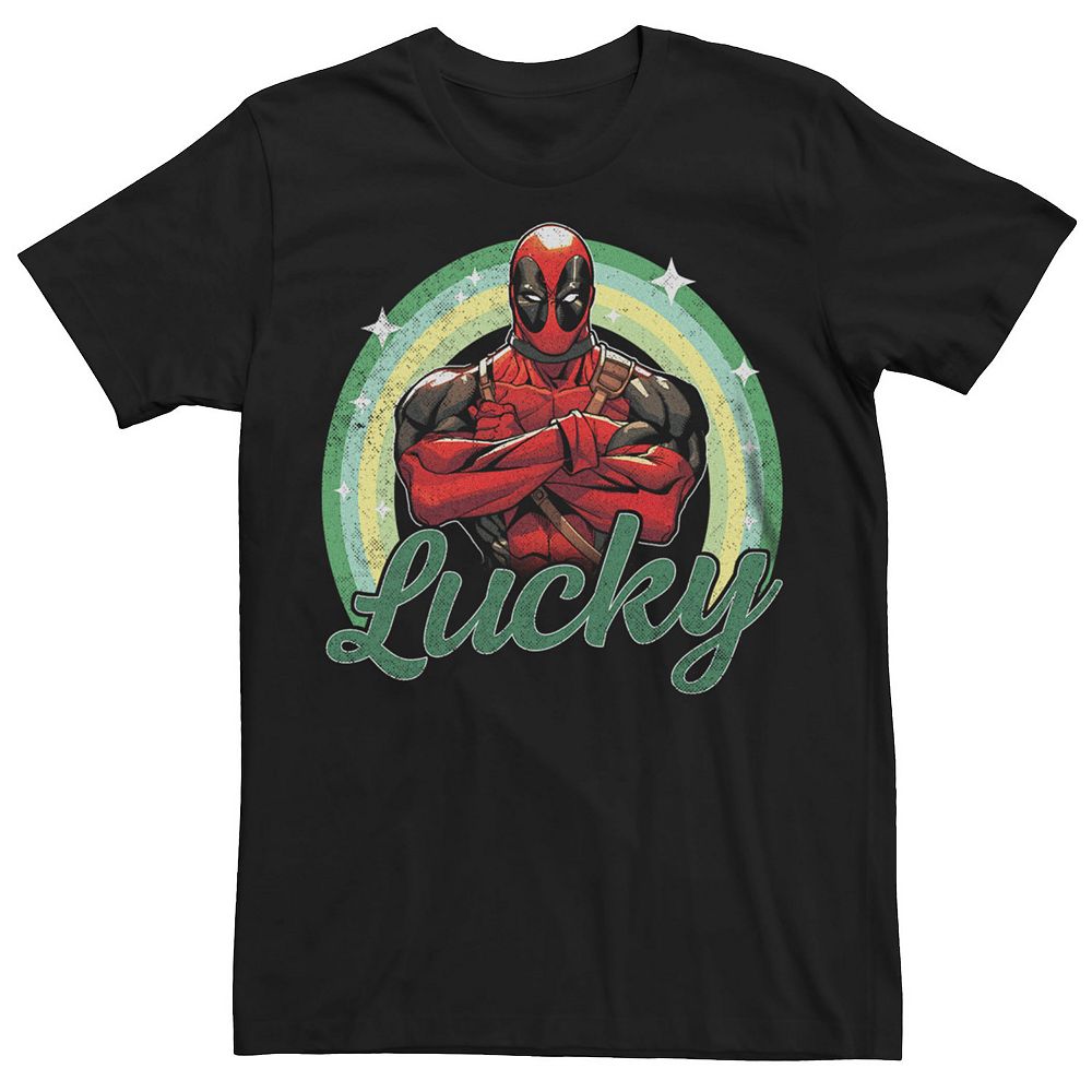 Men's Marvel Deadpool Lucky Green Rainbow Tee