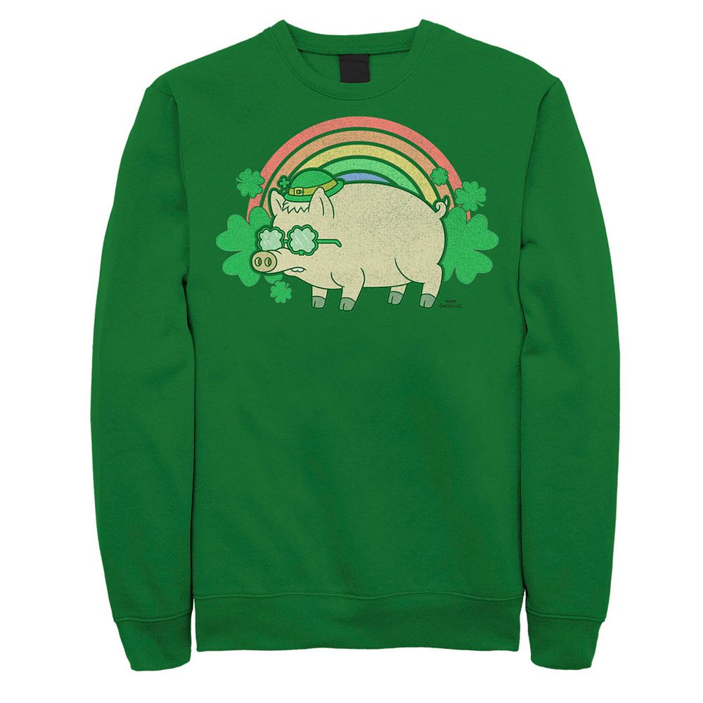 Men's The Simpsons Lucky Pig Rainbow St. Patrick's Day Sweatshirt