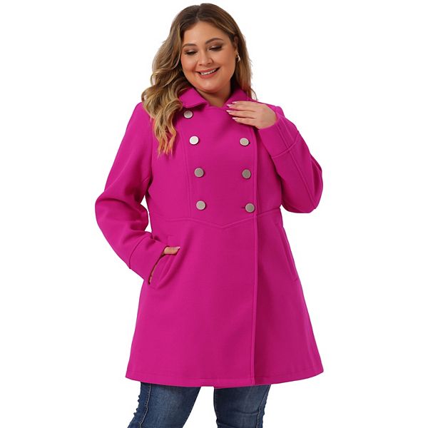 Women's Plus Size Winter Outerwear Double Breasted Long Overcoat