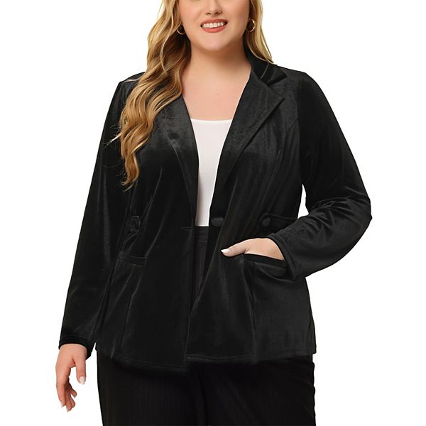 Women's Plus Size Peplum Velvet Fashion Jacket Outerwear Blazer