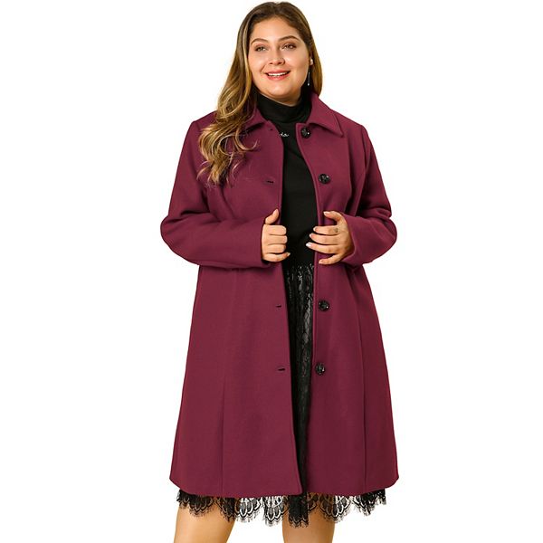 Women's Plus Size Overcoat Single Breasted Belted Long Peacoat