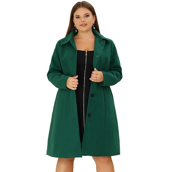 Women's Plus Size Overcoat Single Breasted Belted Long Peacoat