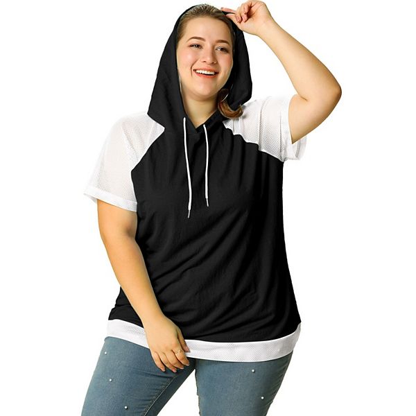 Women's Plus Size Short Sleeves Color Block Sport Activewear Drawstring ...